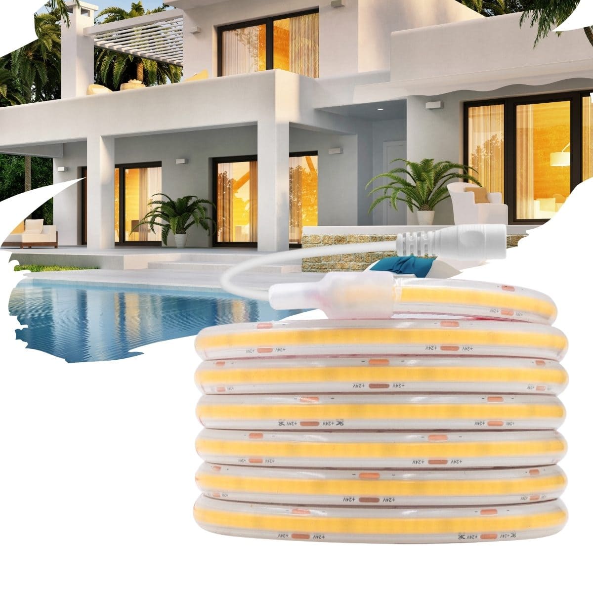 Fita de LED Para Área Externa (Fita LED IP68 BQ BN BF 24V 20mts 12w/m